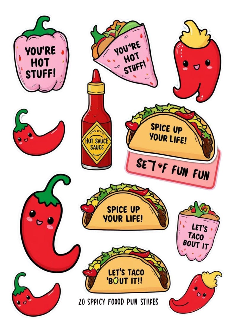 Funny Food Pun Stickers | Cute Kawaii Aesthetic Stickers for Laptops ...