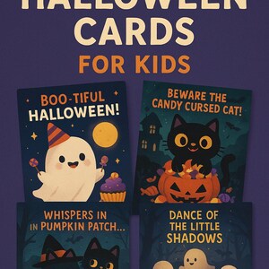 Printable Halloween Cards for Kids – Cute & Spooky Ghosts, Cats, and ...