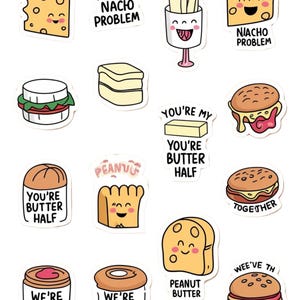 Funny Food Pun Stickers | Cute Kawaii Aesthetic Stickers for Laptops ...