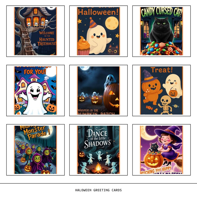 Printable Halloween Cards for Kids – Cute & Spooky Ghosts, Cats, and ...
