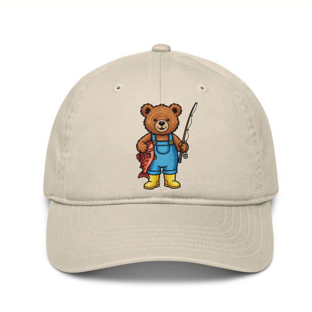 Embroidered Fishing Bear Baseball Cap: Outdoorsy Cabin Core Hat - Etsy