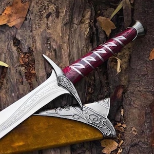 Handmade Elven Rune Short Sword Replica With Wall Mount & Scabbard ...