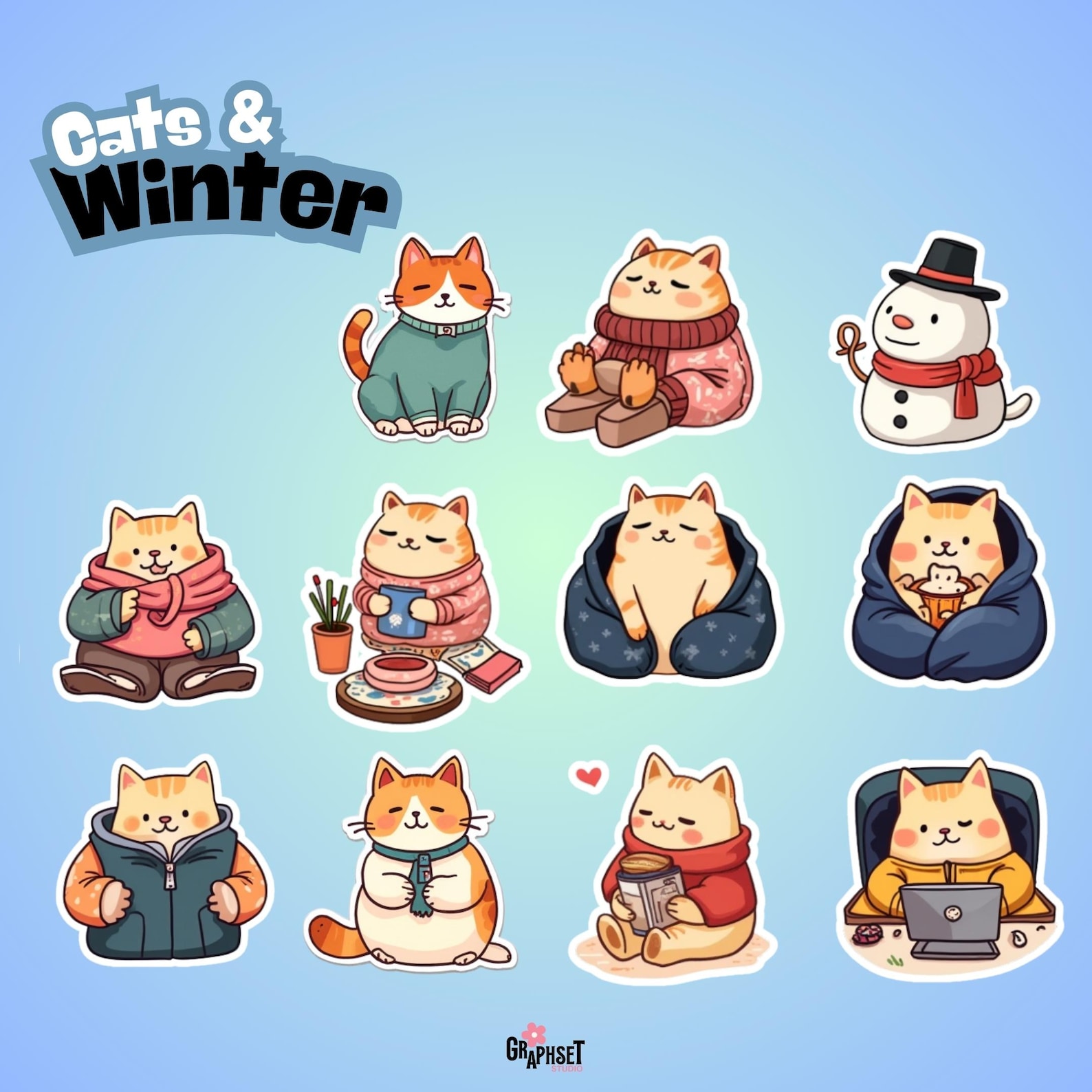 Cute Kawaii Cat Sticker Packs | PNG Stickers for Goodnotes, Notability ...