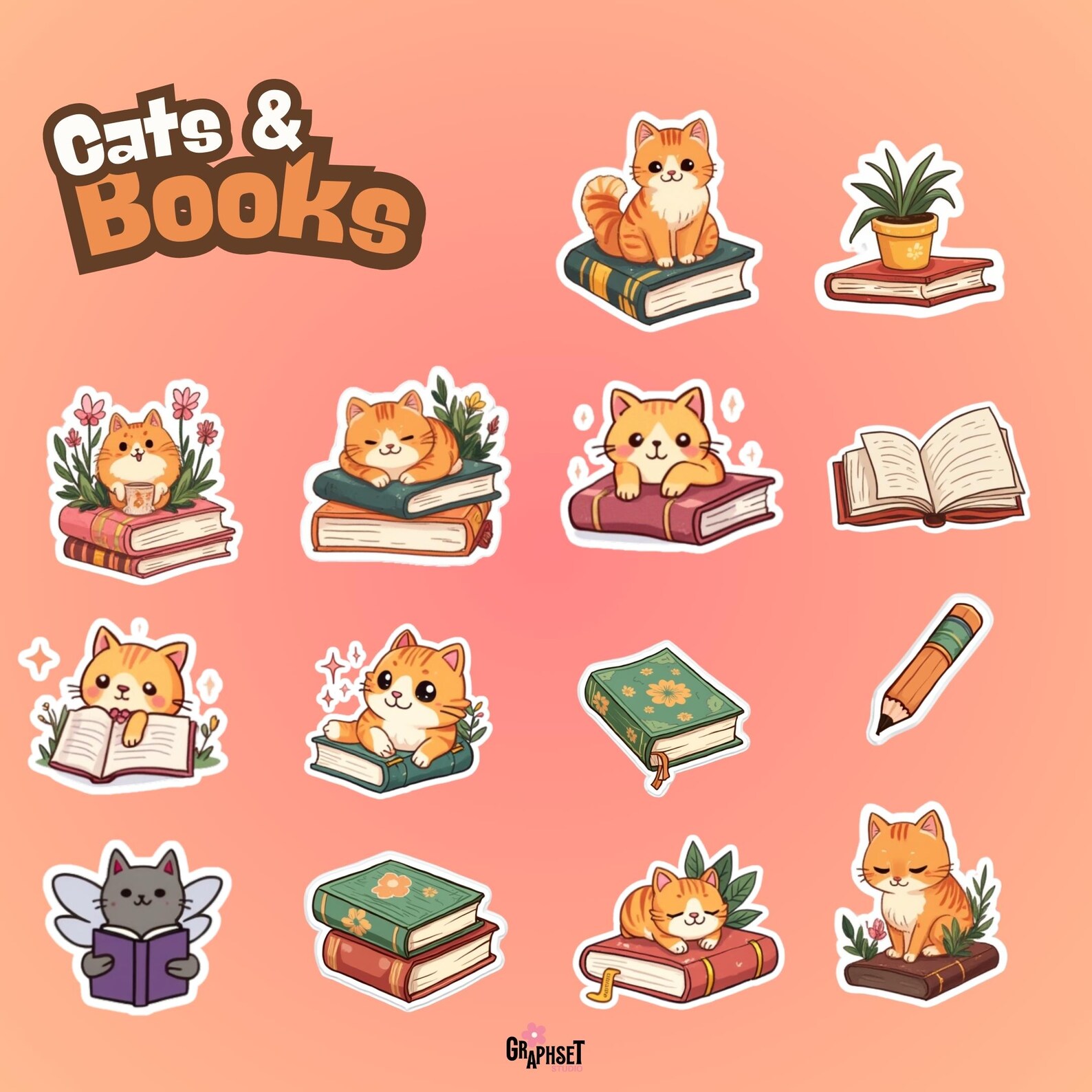 Cute Kawaii Cat Sticker Packs | PNG Stickers for Goodnotes, Notability ...