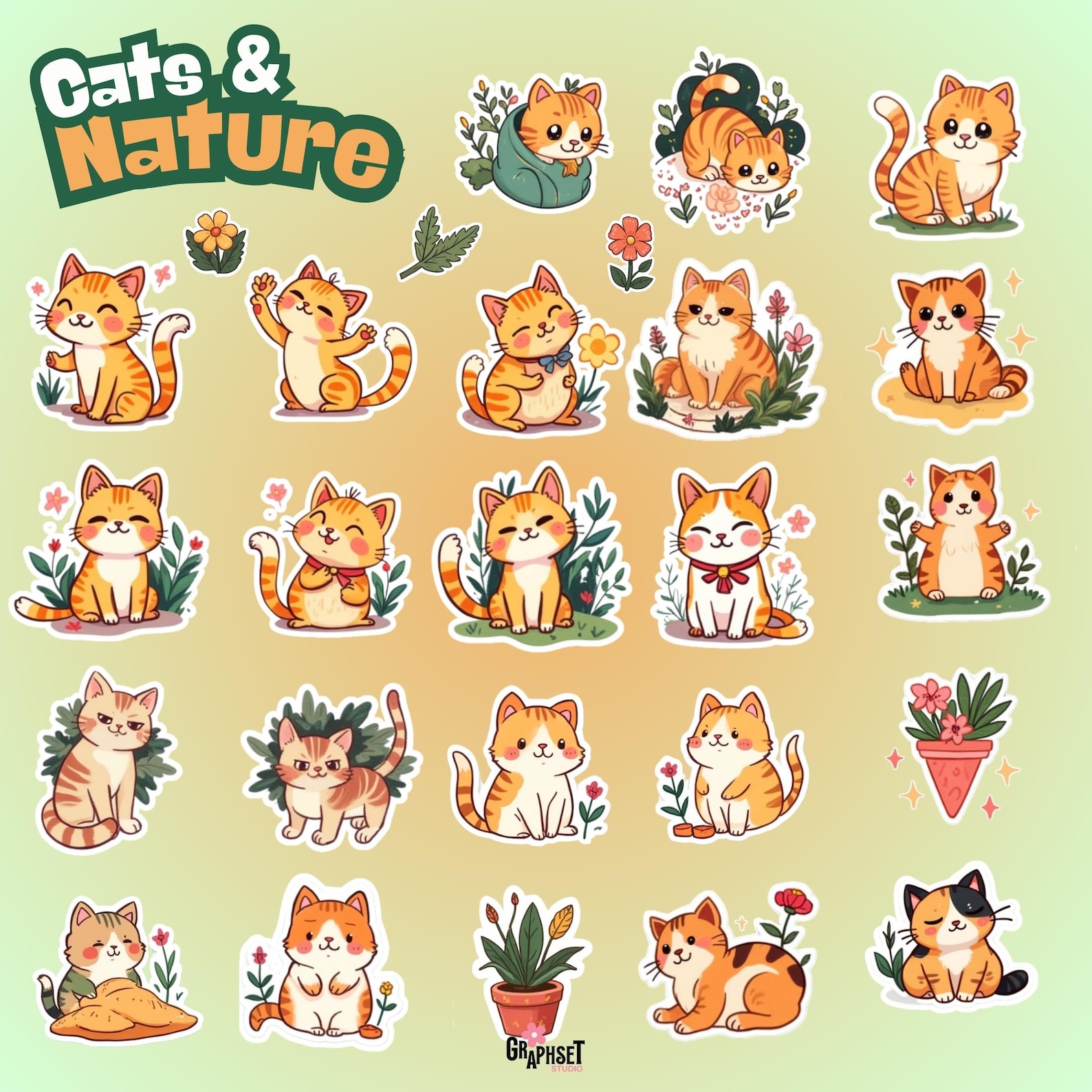 Cute Kawaii Cat Sticker Packs | PNG Stickers for Goodnotes, Notability ...