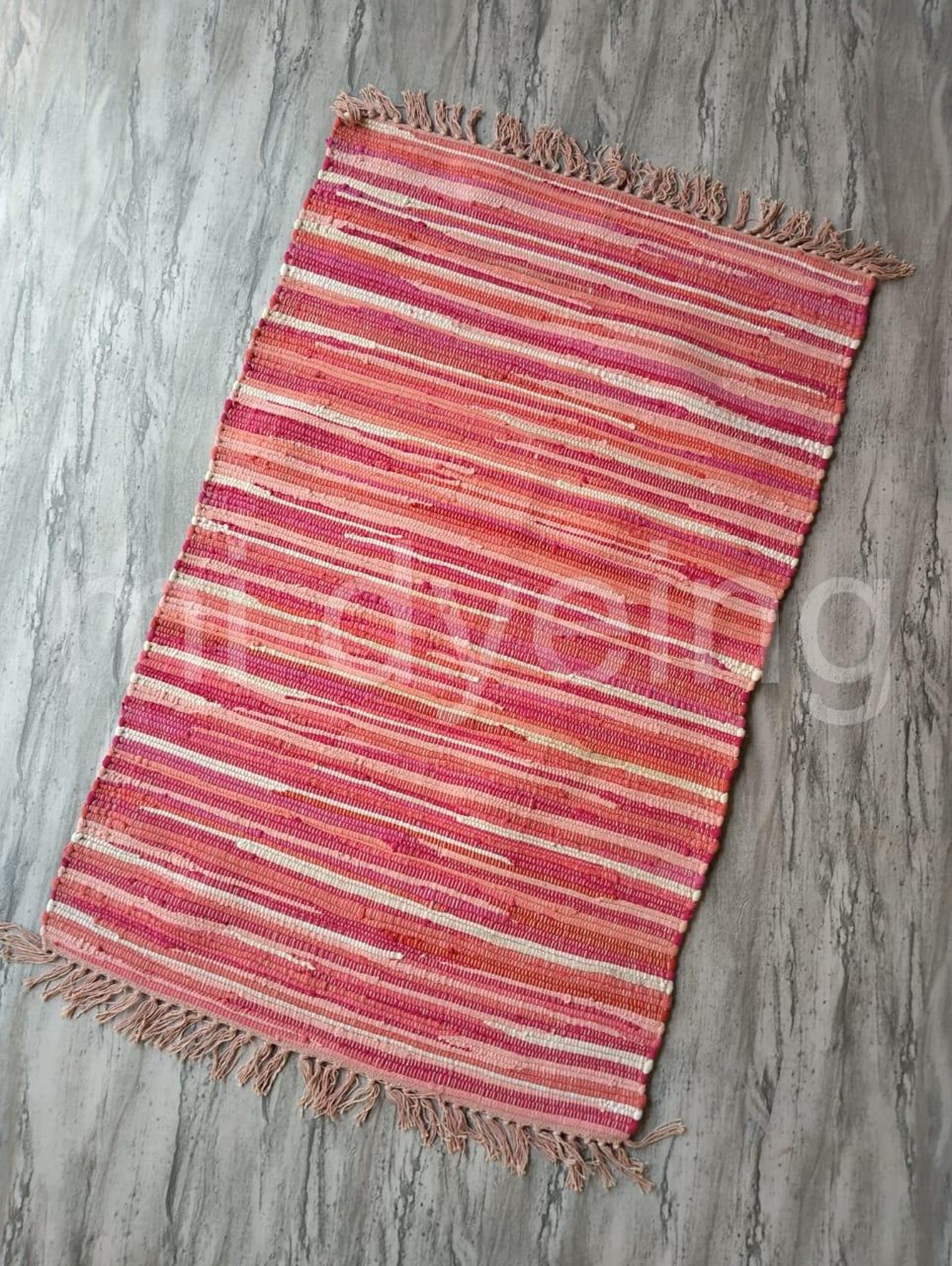 Pretty in Pink: Handwoven 100% Cotton Wool Area Rugs in Multiple Sizes ...