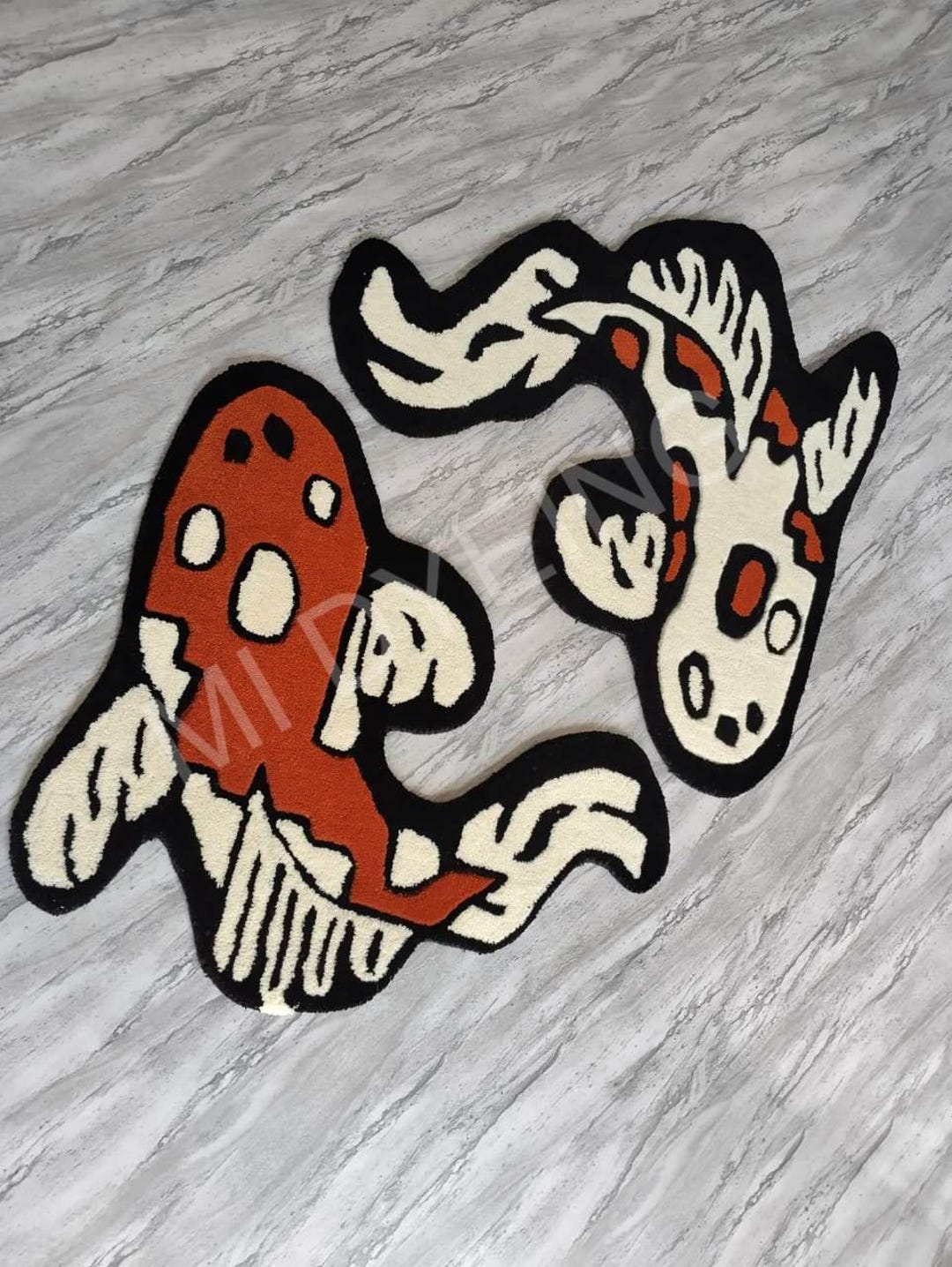 Unique Fish-shaped Rug for Japanese Art Decor Handmade Fish-shaped Rug ...