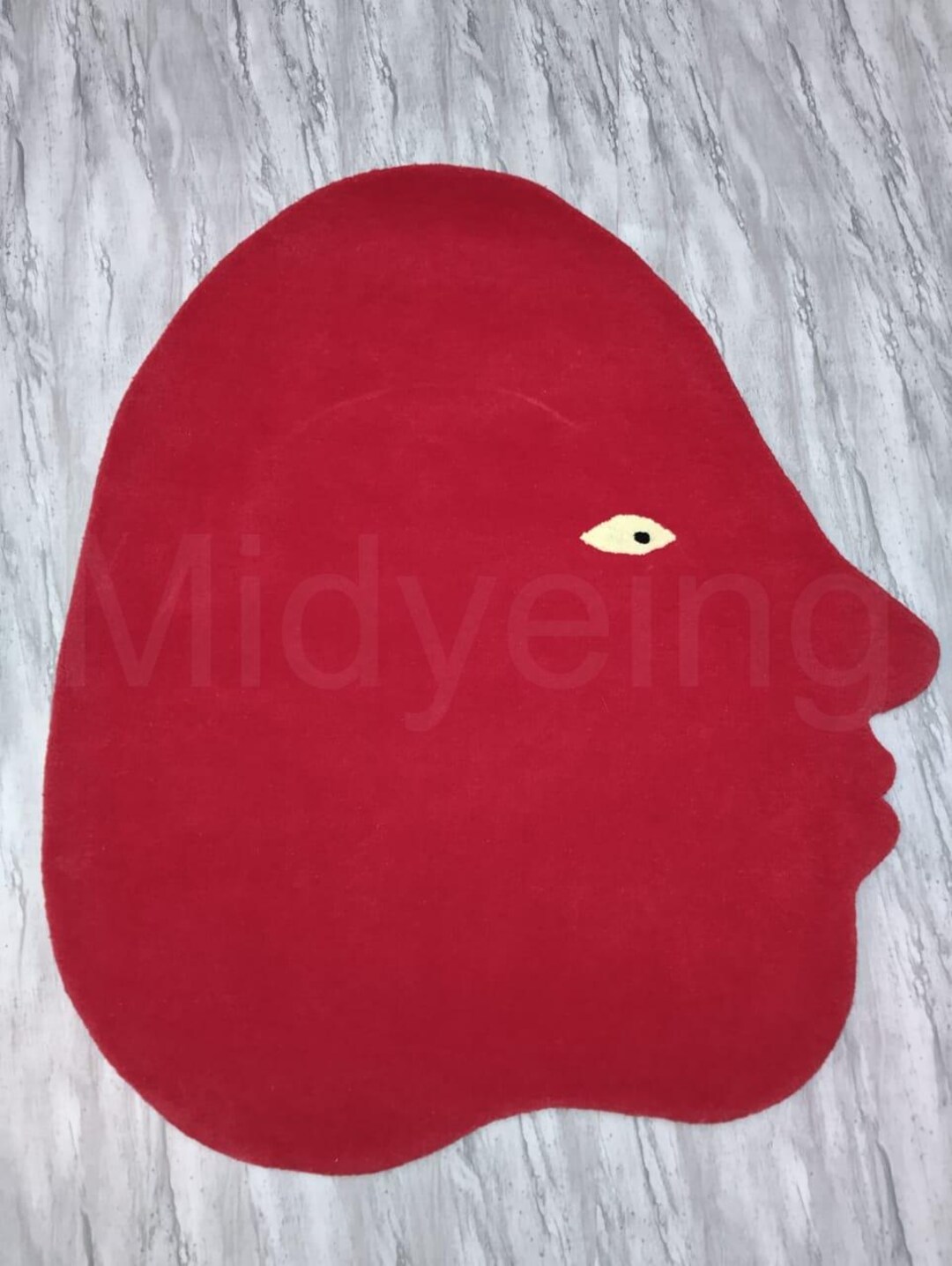 Hand-tuted Abstract Face Rug: Modern Art-inspire Red Decor "unique ...