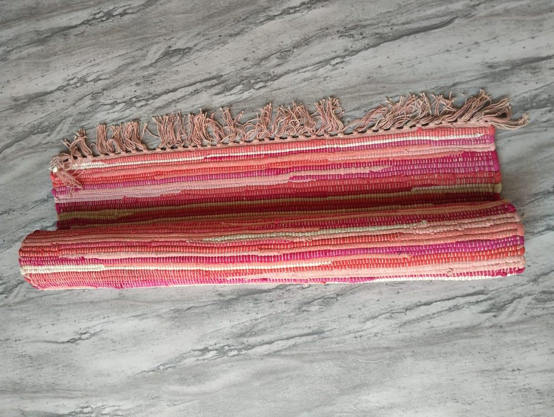 Pretty in Pink: Handwoven 100% Cotton Wool Area Rugs in Multiple Sizes ...