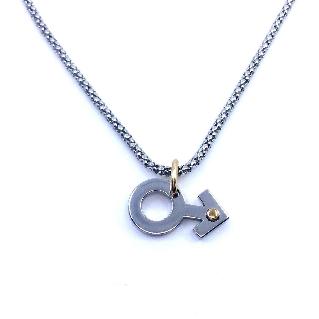 Gender Symbol Necklace: 14k Gold & Stainless Steel, Italian Design - Etsy
