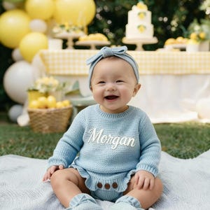 Personalized Embroidered Baby Romper, Custom Knit Sweater, Baby Shower ...