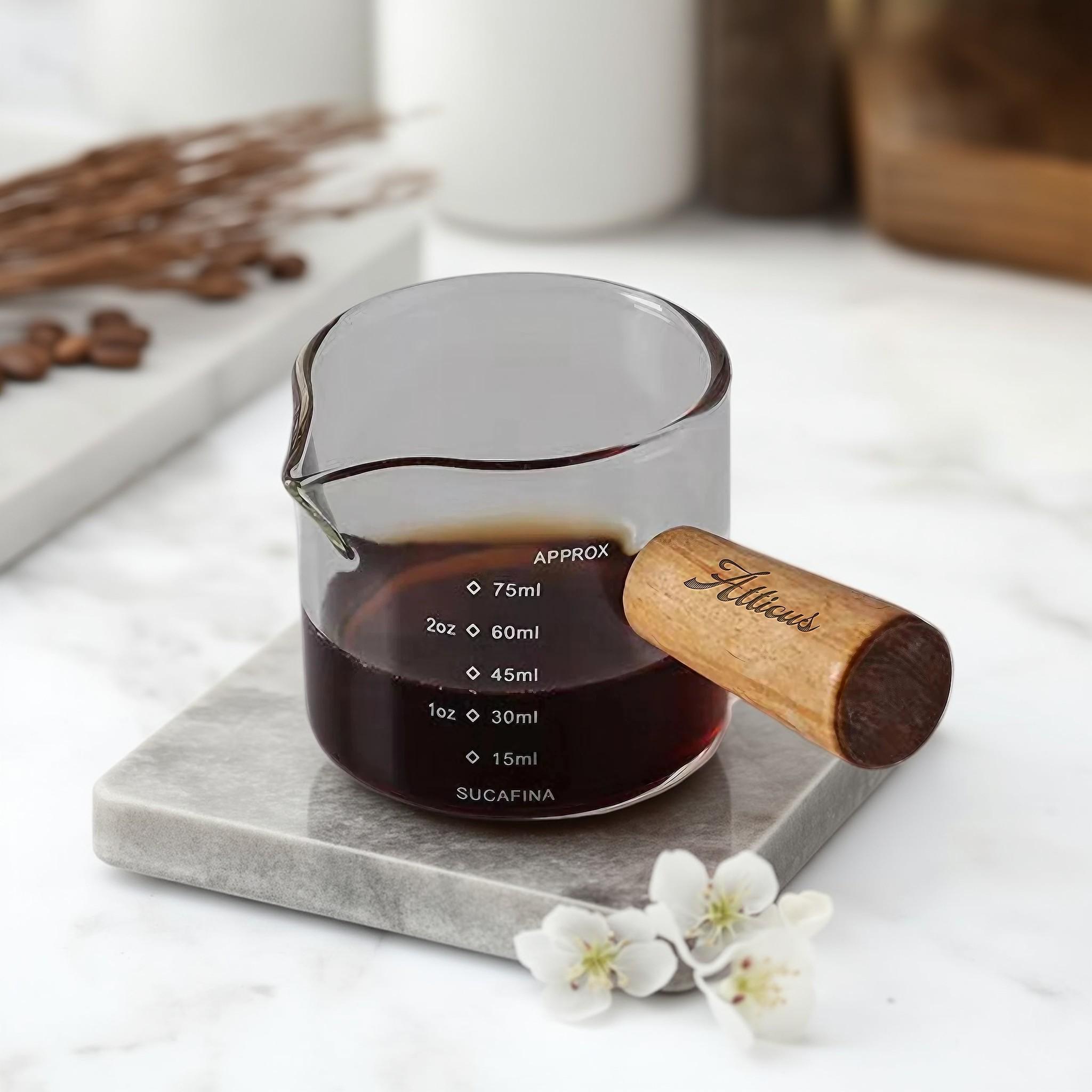 Personalized Espresso Creamer, Custom Glass Mini Milk Jug With Wooden ...