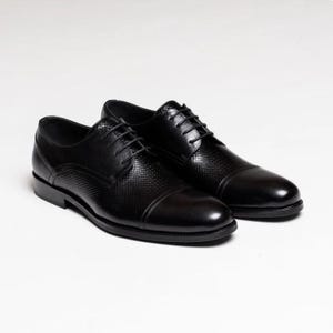 Luxury Black Derby Shoes for Men Lace up Business Formal Shoes, Men's ...