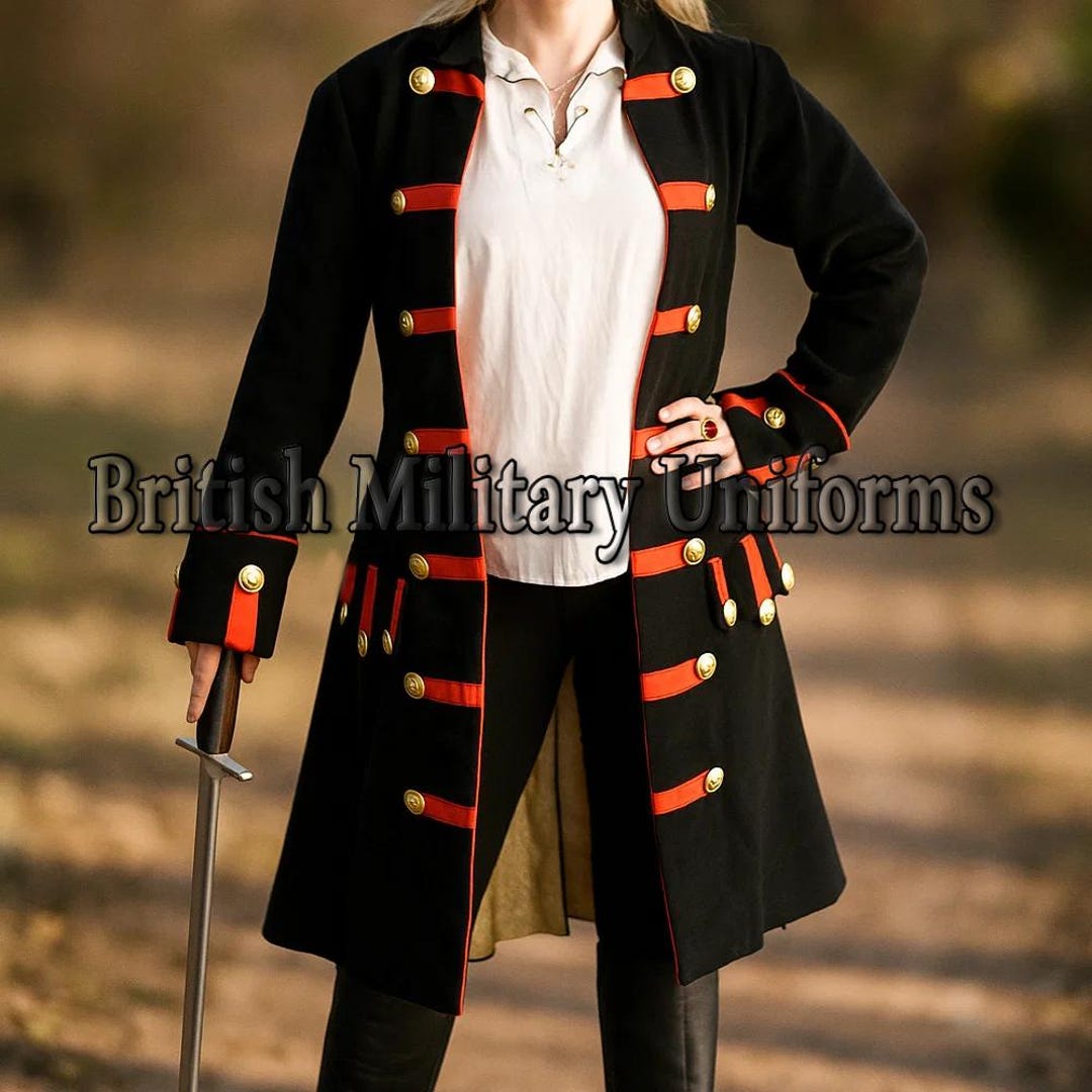 Pirates Captain Frock Coat, Jack Sparrow Pirate Costume, Sea Wolf Black ...