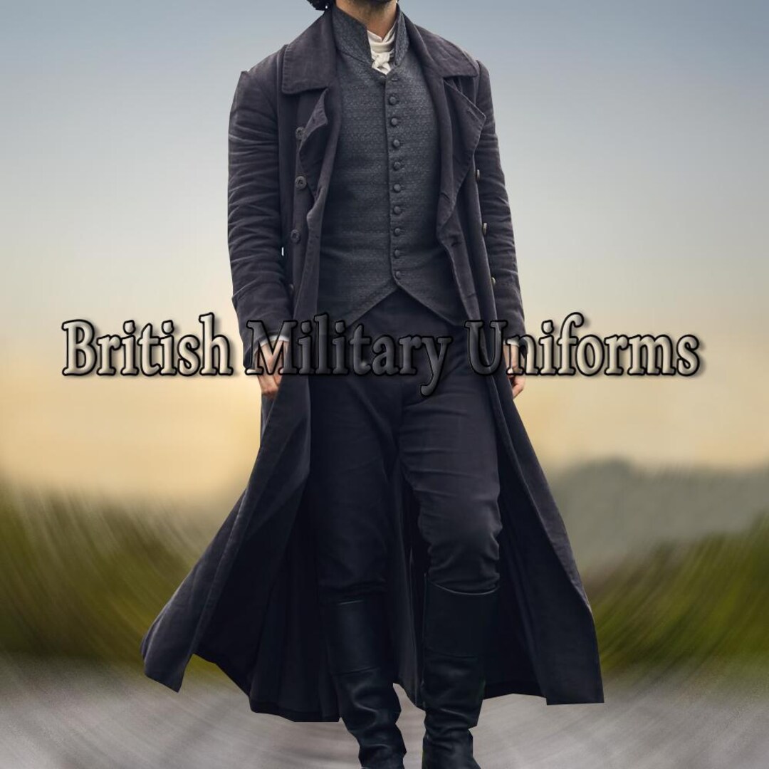 Men Dark Grey Wool Trench Coat, Steampunk Style Overcoat, Ross Poldark ...