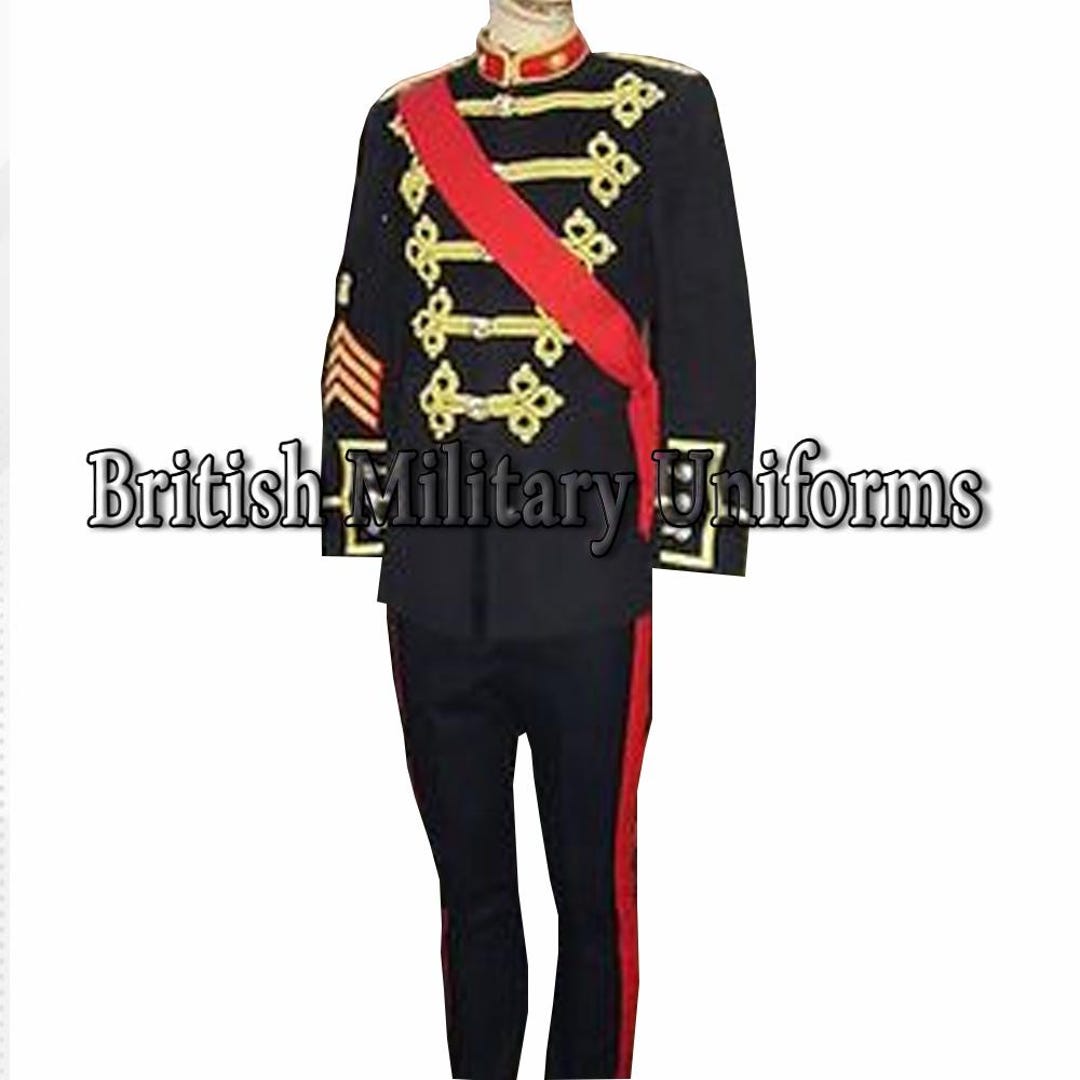 Custom Men's Black Wool Hussar Jacket: Royal Marines Band Ceremonial ...