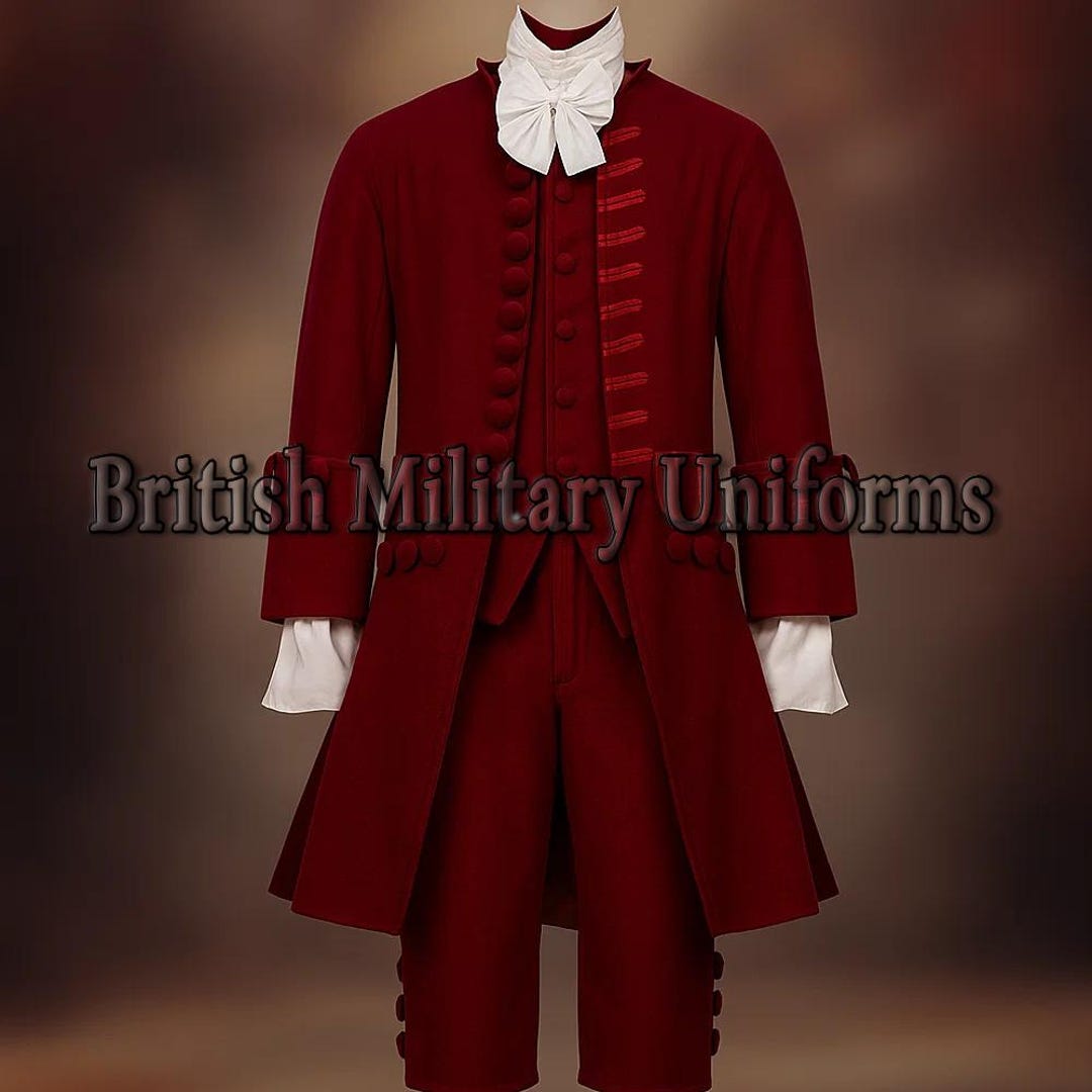 Regency Frock Coat, Men 18th Century Colonial Jacket, Victorian Maroon ...