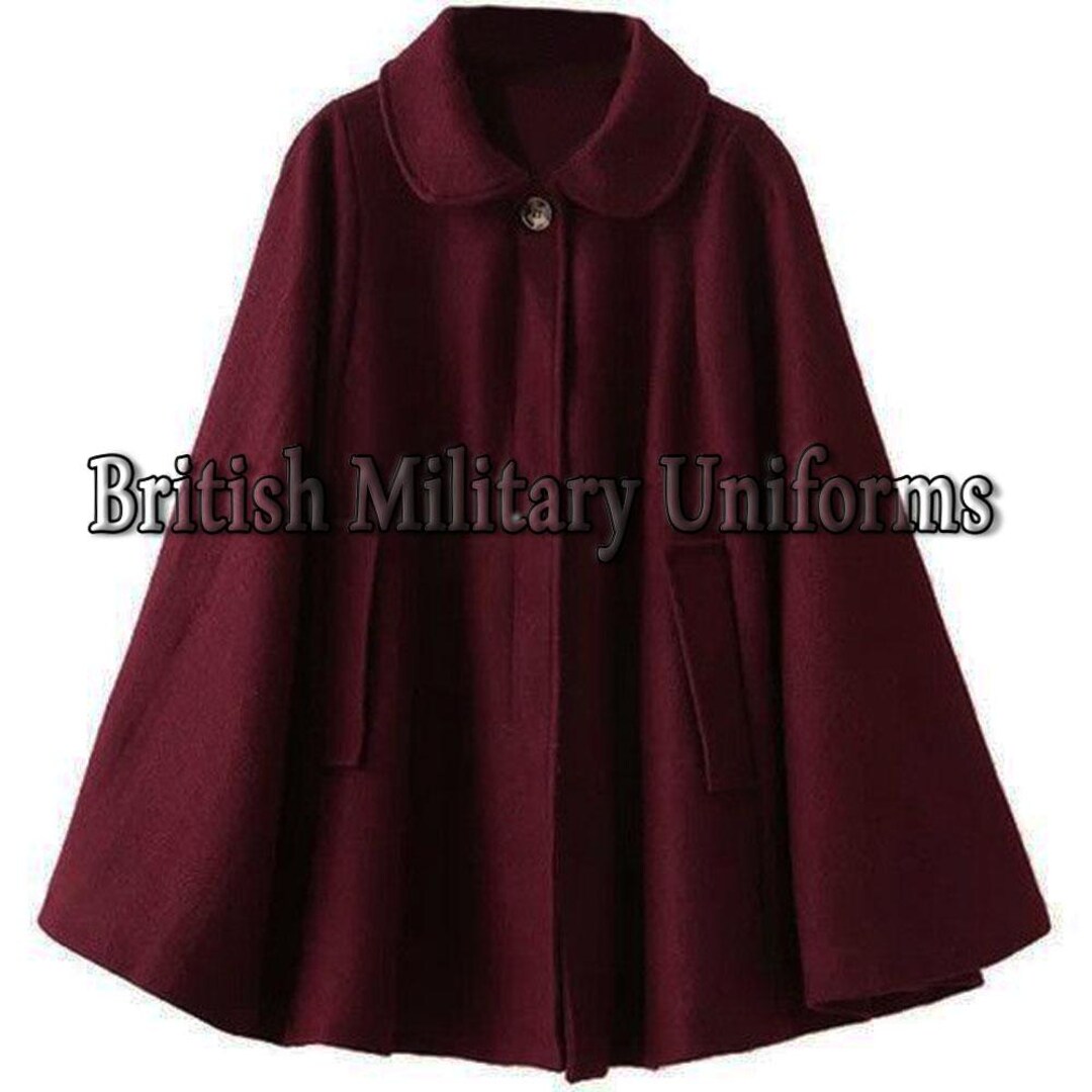 Victorian Style Wool Cloak , 19th Century Clothing Maroon Color Fashion ...