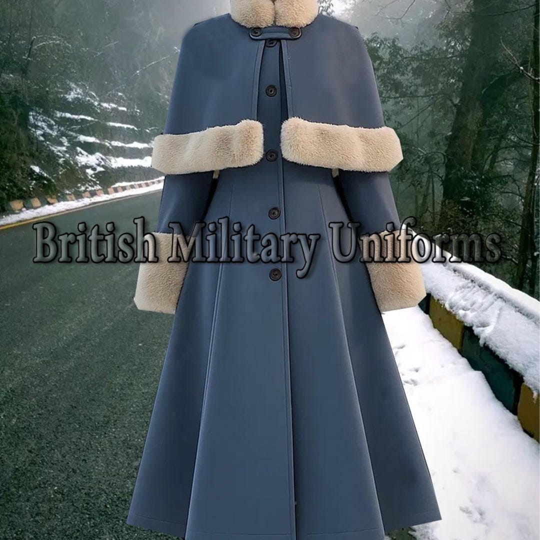 Women Wool Long Cape Coat | Victorian Style Winter Overcoat | Handmade ...