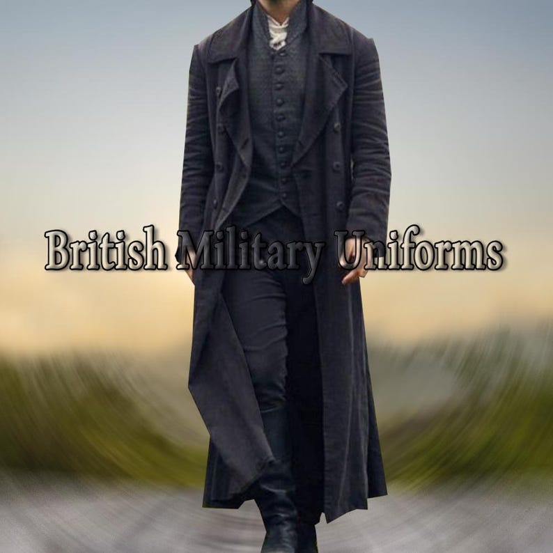 Men Dark Grey Wool Trench Coat, Steampunk Style Overcoat, Ross Poldark ...