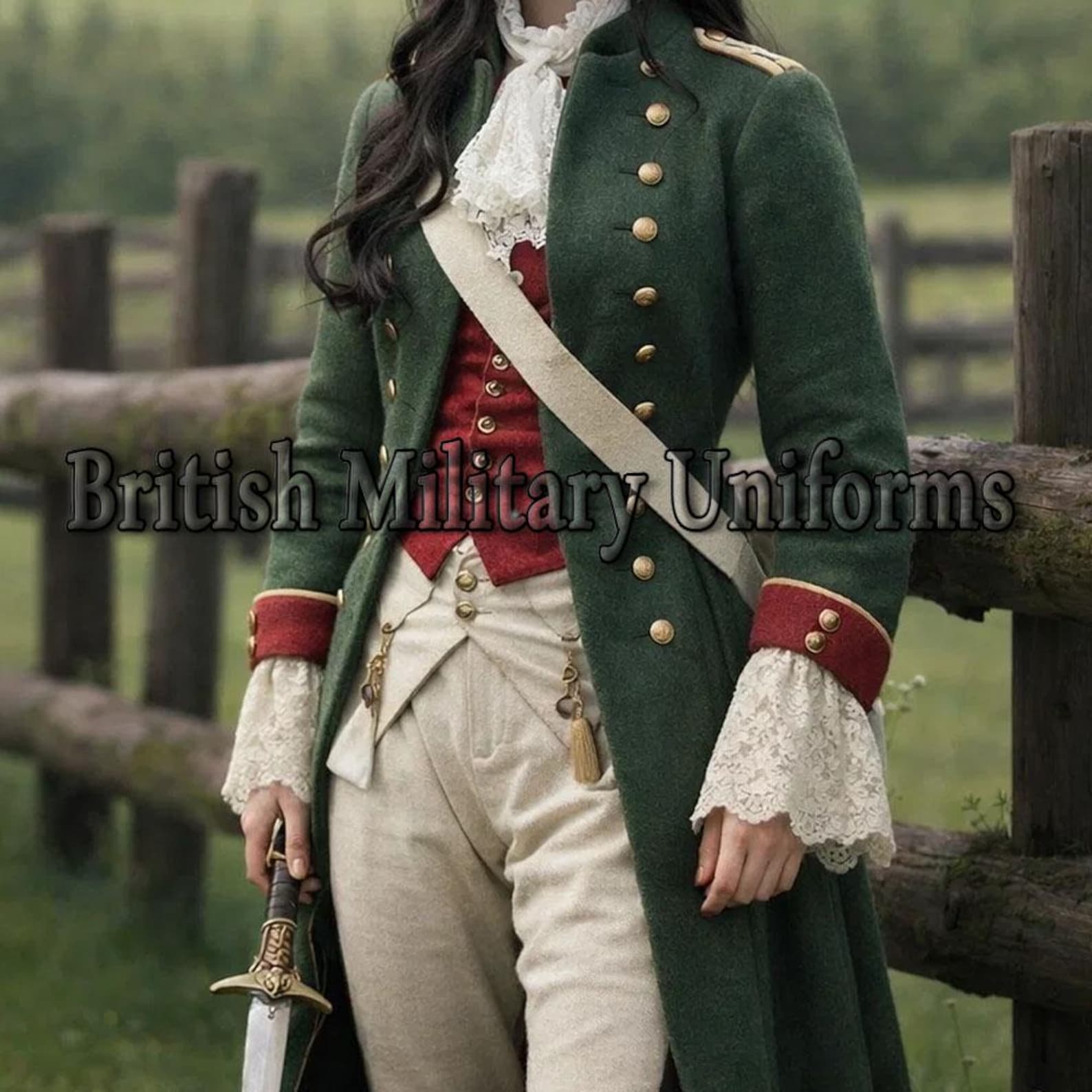 18th Century Women’s Military Officer Coat, Historical Cosplay Costume ...