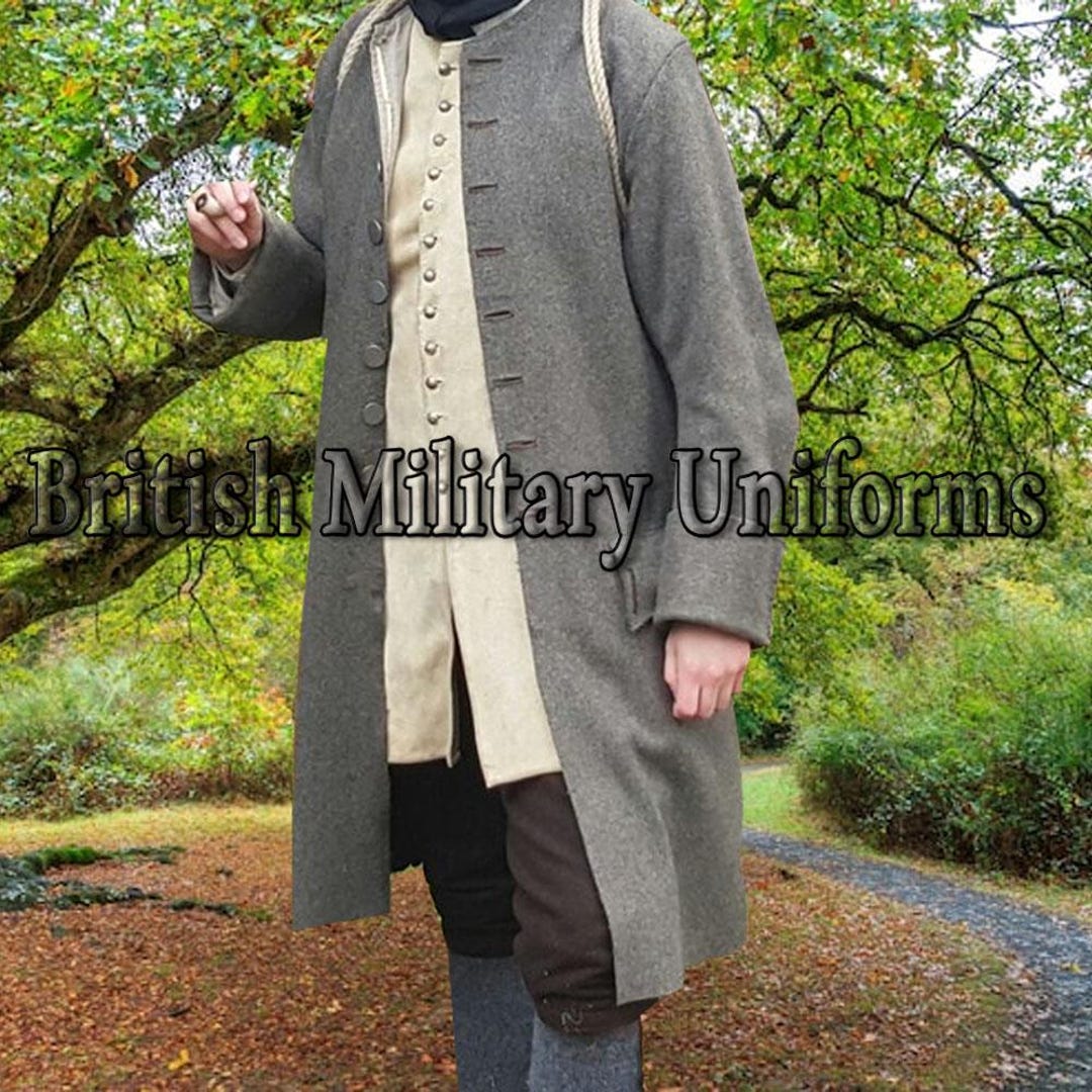 Colonial Reenactment Long Coat, Men’s 18th Century Grey Wool Coat ...