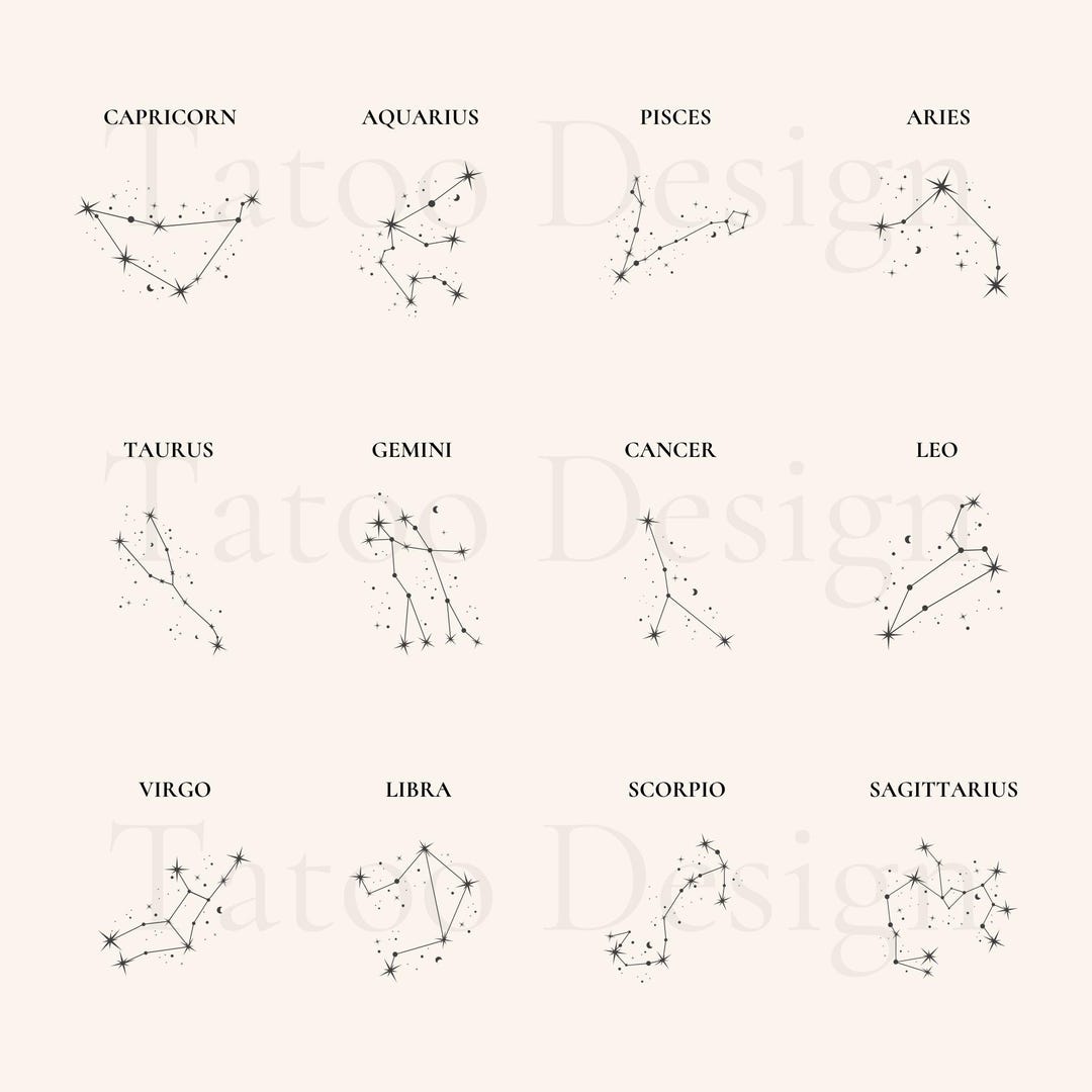 Minimalist Tattoo Designs Astrological Signs Constellation, Patterns in ...
