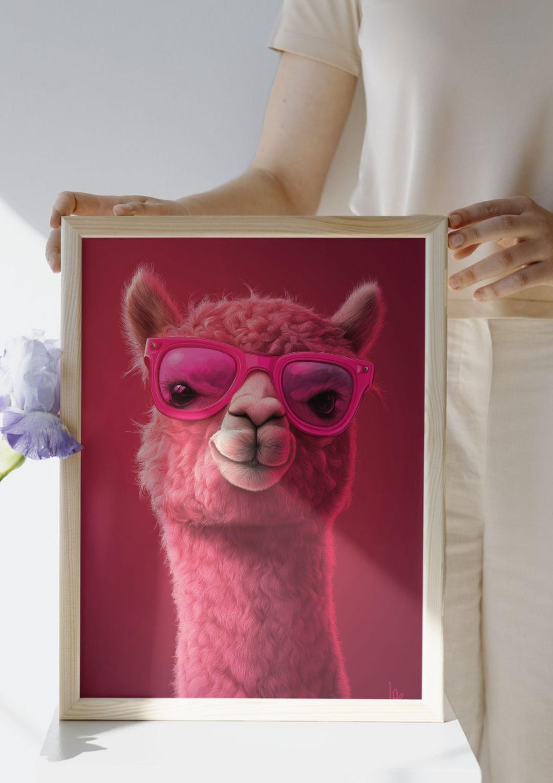 Pink Alpaca Cool Art Print Deco | Poster Digital Print | Fun Trendy ...