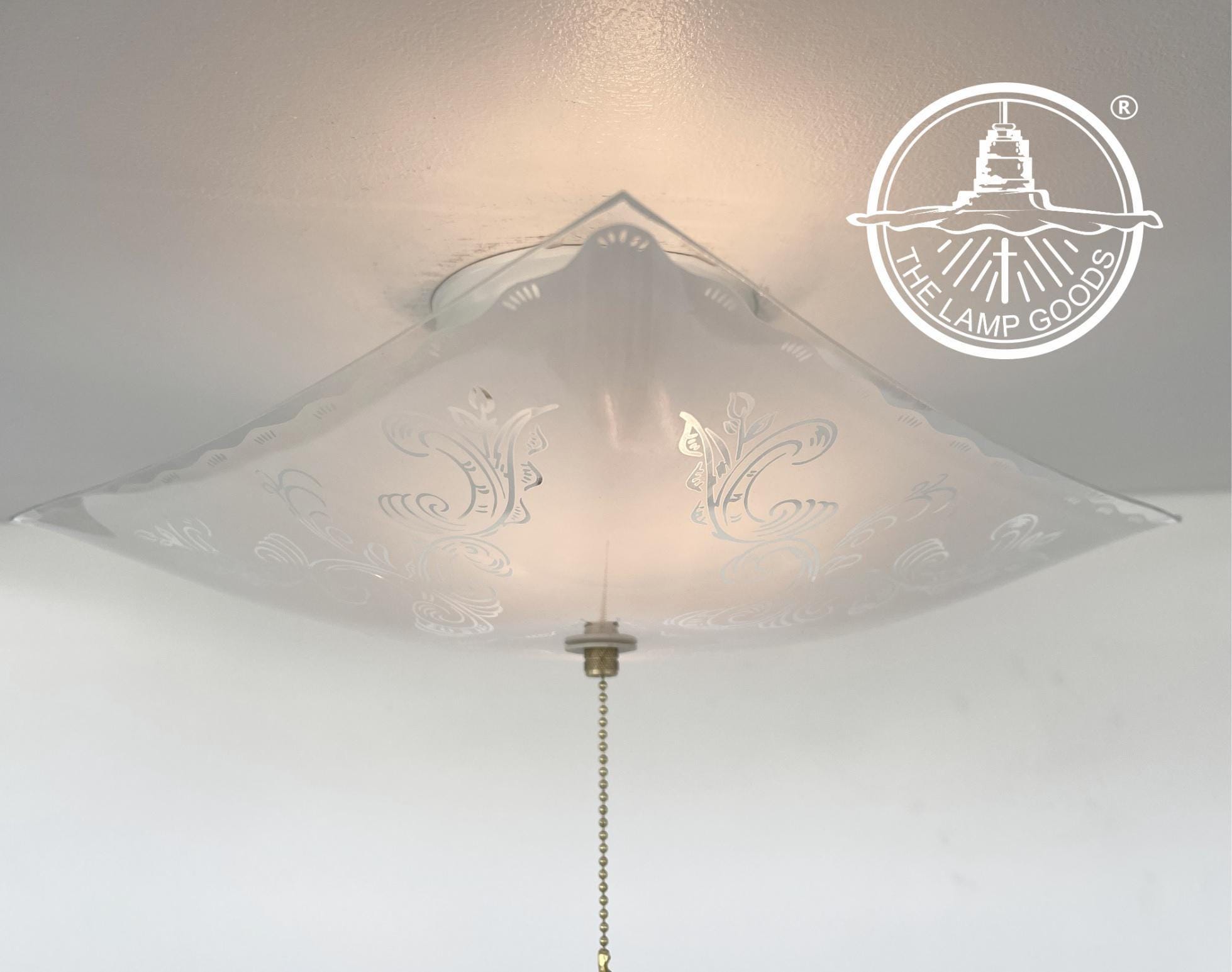 Pull Chain Low Profile Retro Mid Century 1960's Antique Glass Ceiling ...