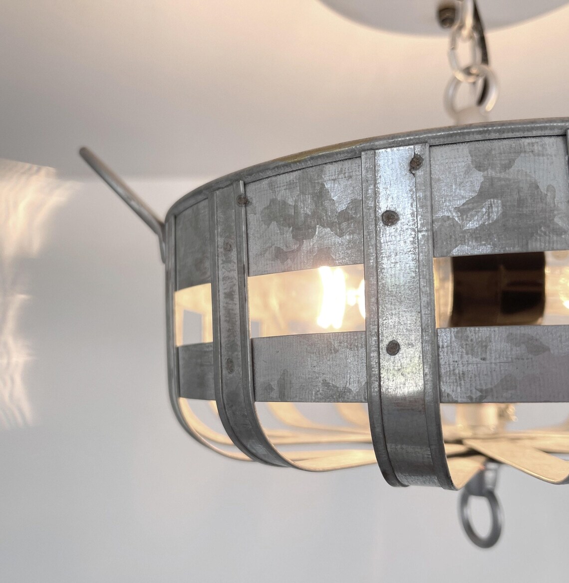 Petite Galvanized Strapped Metal Ceiling Light - Metal LOFT Kitchen ...