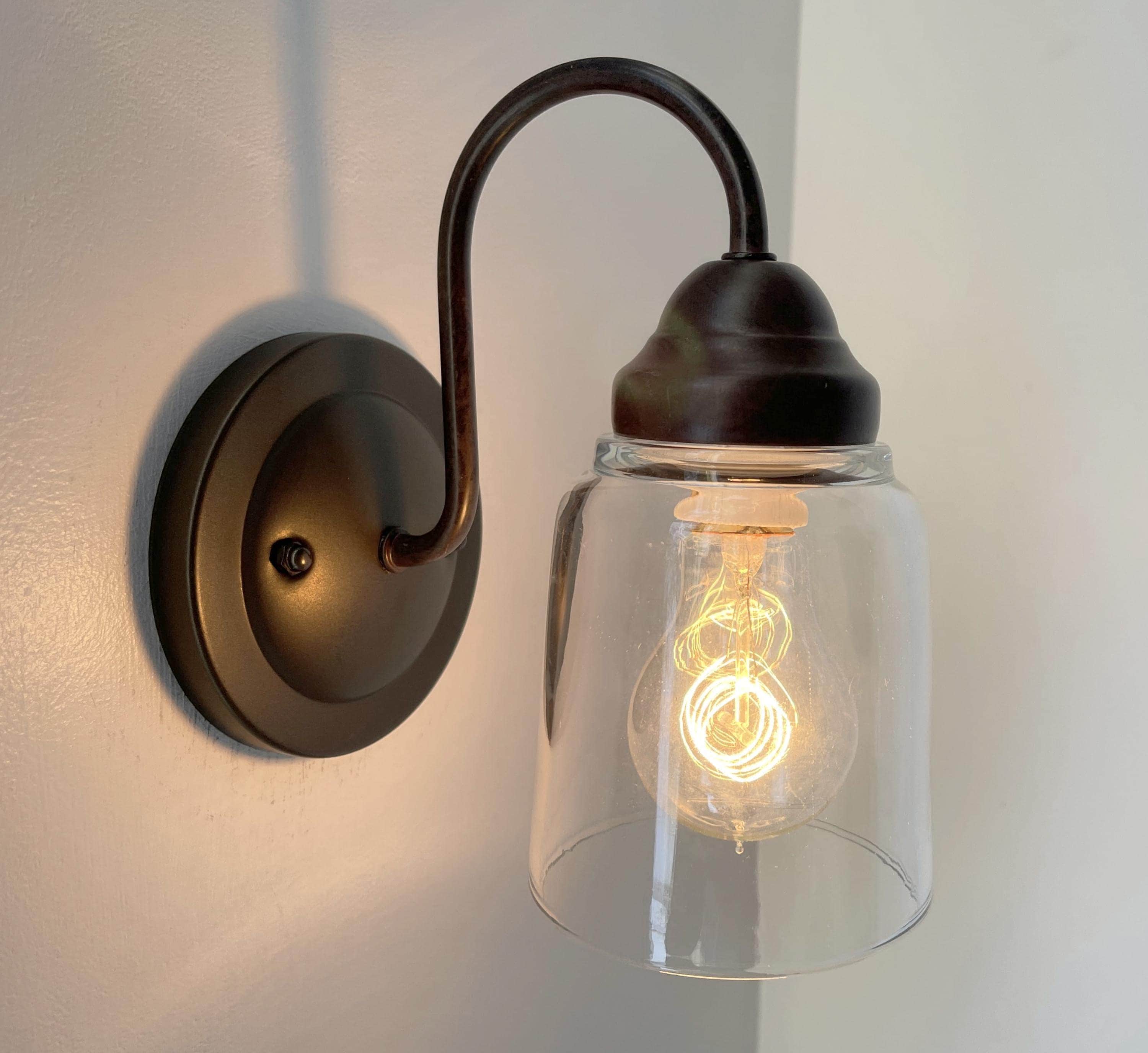 Modern Farmhouse Heavy Clear Glass Wall Sconce Light Fixture Shade ...