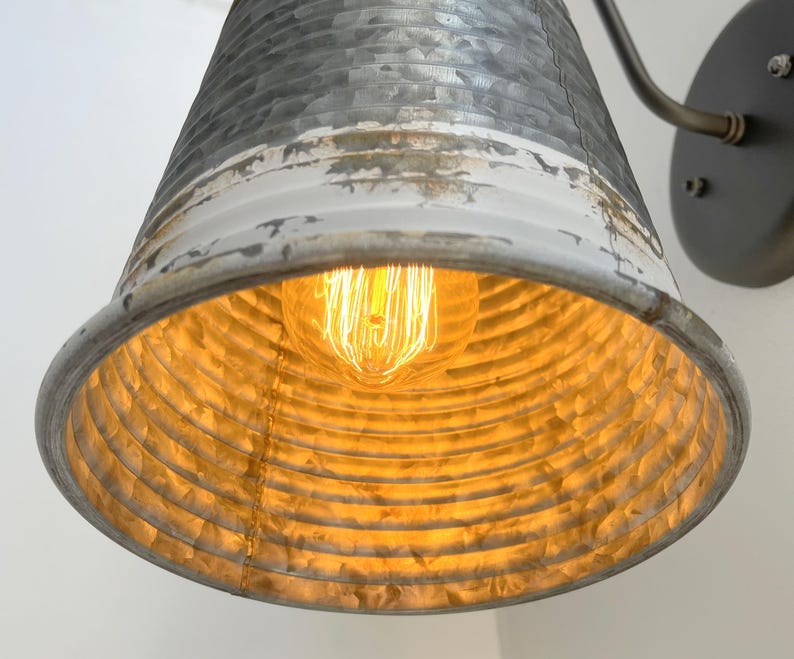 Distressed LARGE FARMHOUSE Rustic Barn Metal Wall Light Fixture ...