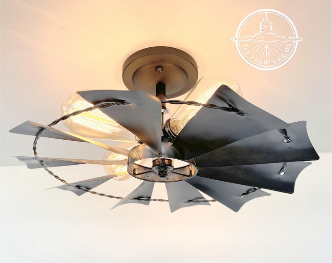 Charcoal Farmhouse 16" Windmill Ceiling Light- Lighting Fixture ...