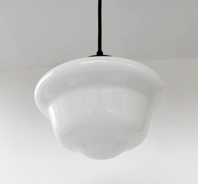 Vintage Bell Milk Glass Pendant Light | Classic Farmhouse Schoolhouse ...