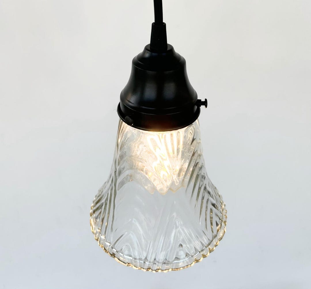 Clear Chevron Ribbed Vintage Pendant Kitchen Lighting Hallway Lighting ...