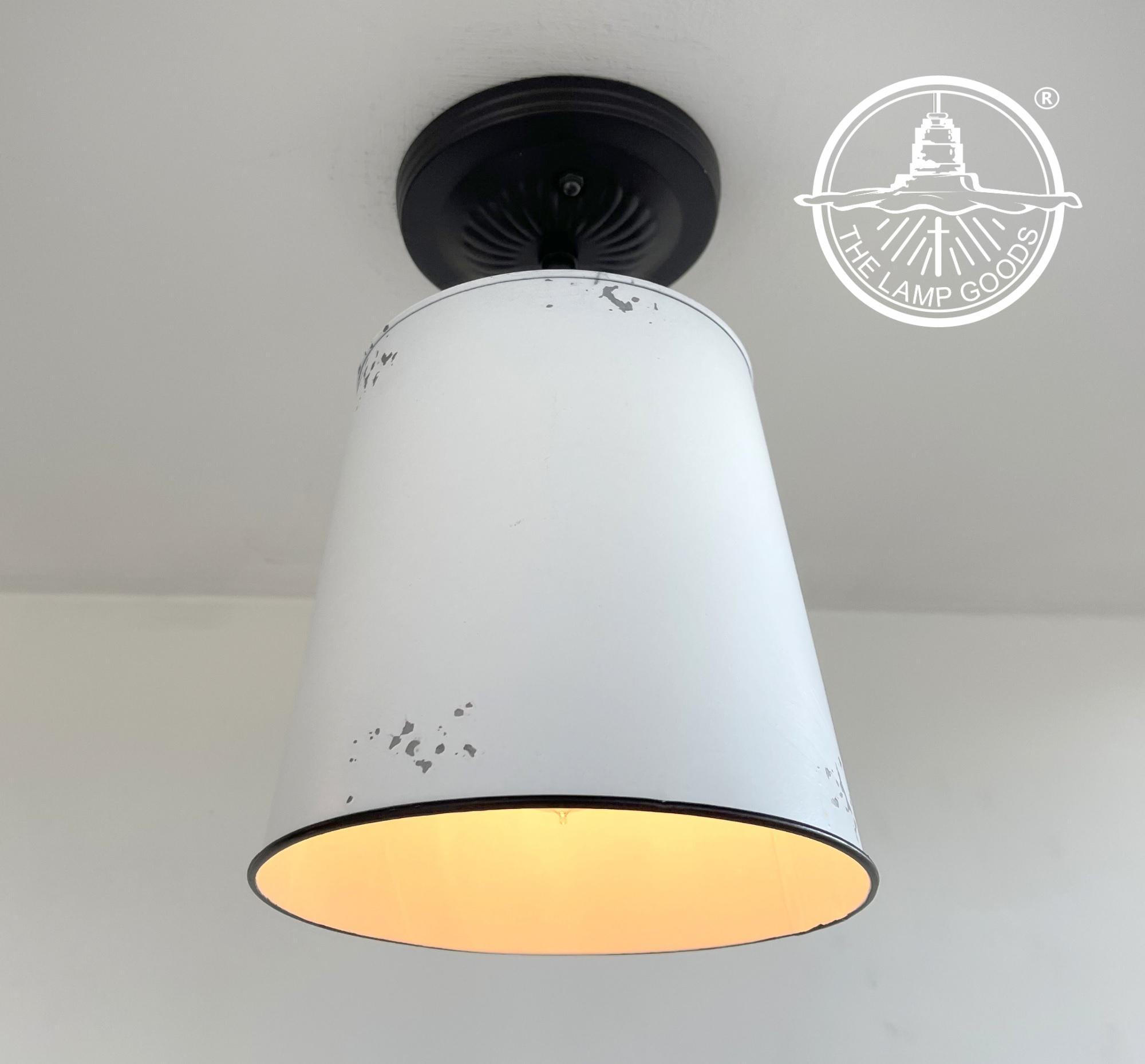 Farmhouse White Barn Metal Distressed Ceiling Light Fixture -rustic ...