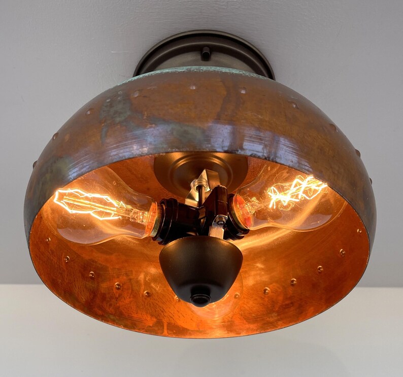 Rustic Copper Patina Metal Farmhouse Ceiling Light - Lighting Fixture ...