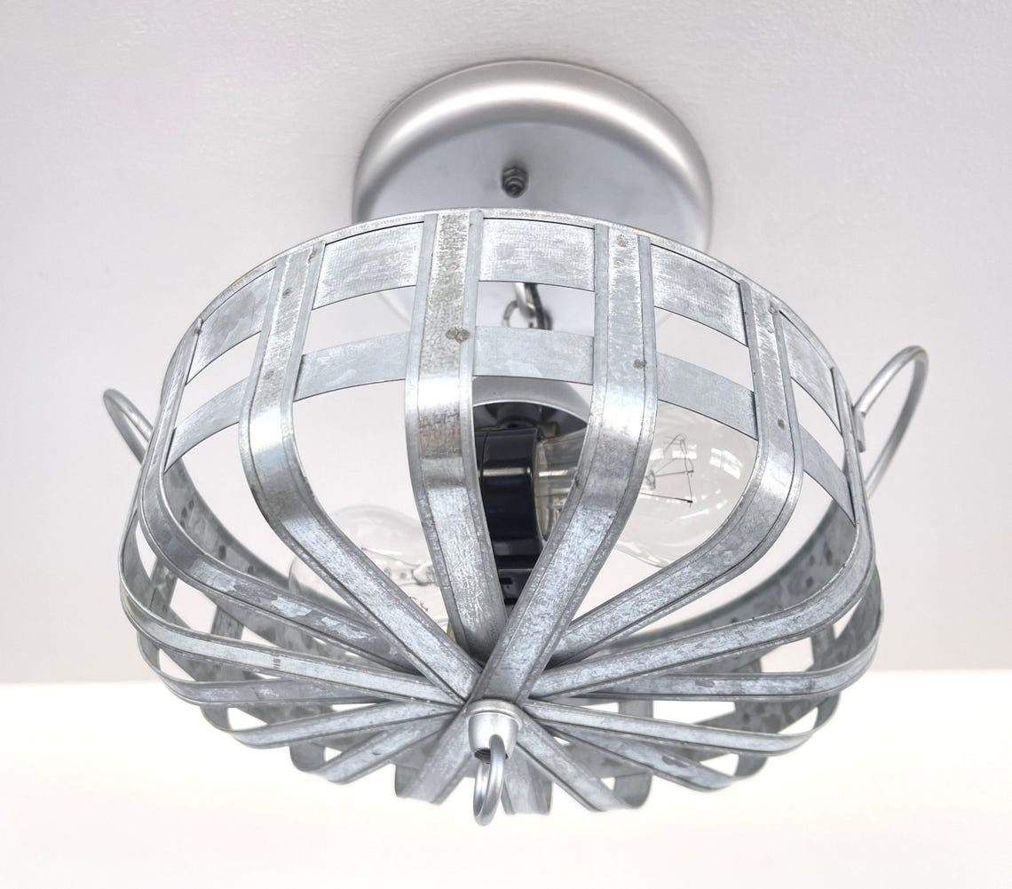 Petite Galvanized Strapped Metal Ceiling Light - Metal LOFT Kitchen ...