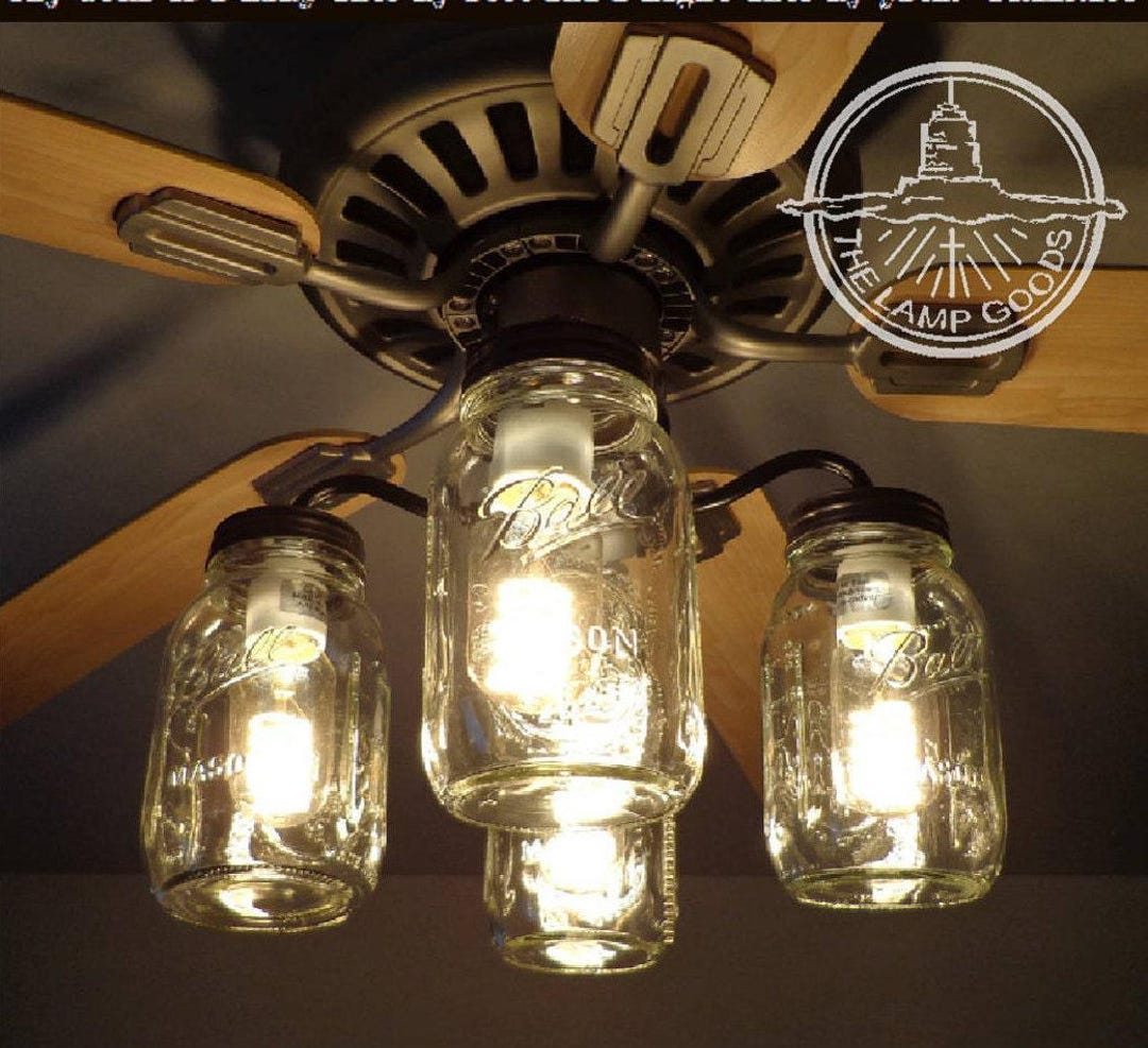 Mason Jar Ceiling Fan LIGHT KIT ONLY Farmhouse Chandelier Vintage ...