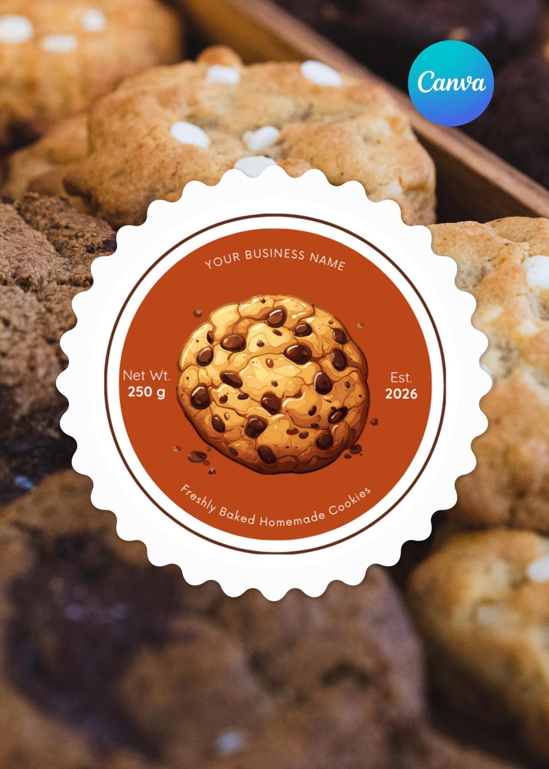 Homemade Cookies Label Template | Editable Bakery Sticker (canva ...