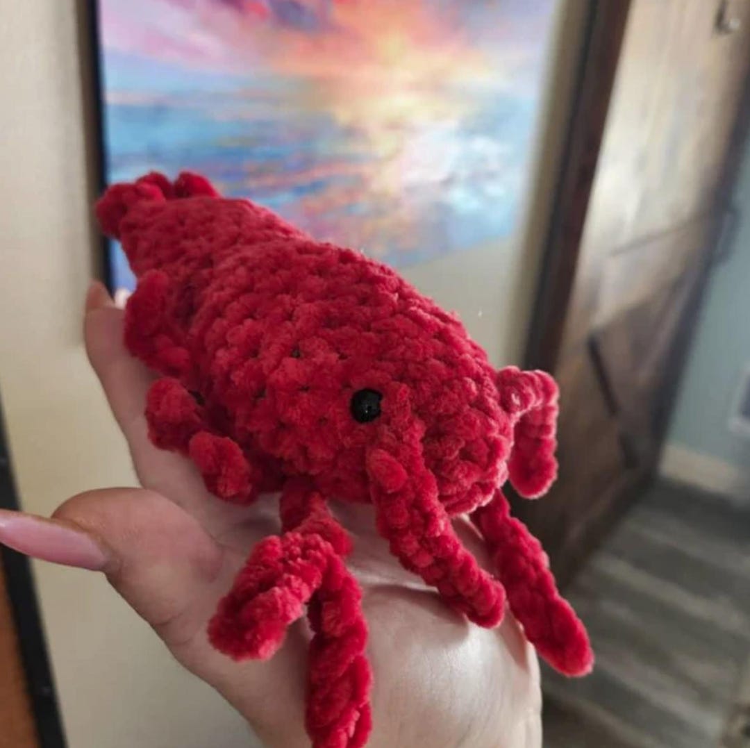 Crocheted Shrimp, Emotional Support Shrimp Plushie, Prawn Plush, Gift ...