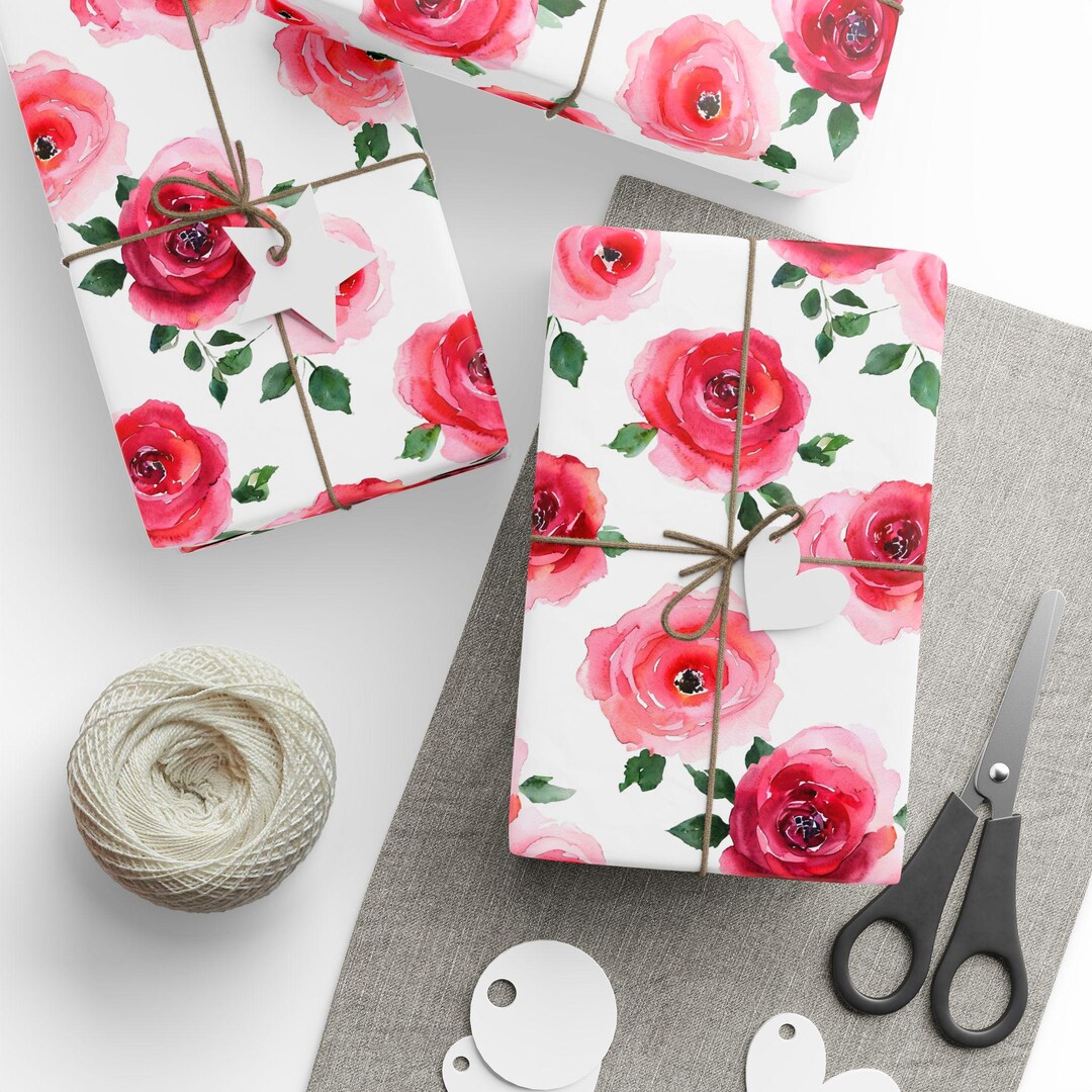 Wrapping Papers, Pink Flowers Design - Floral Gift Wrap, Pretty Gift ...