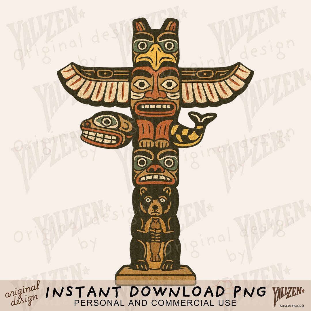 Totem Pole Clipart, Native American Digital Download, Tribal Art ...