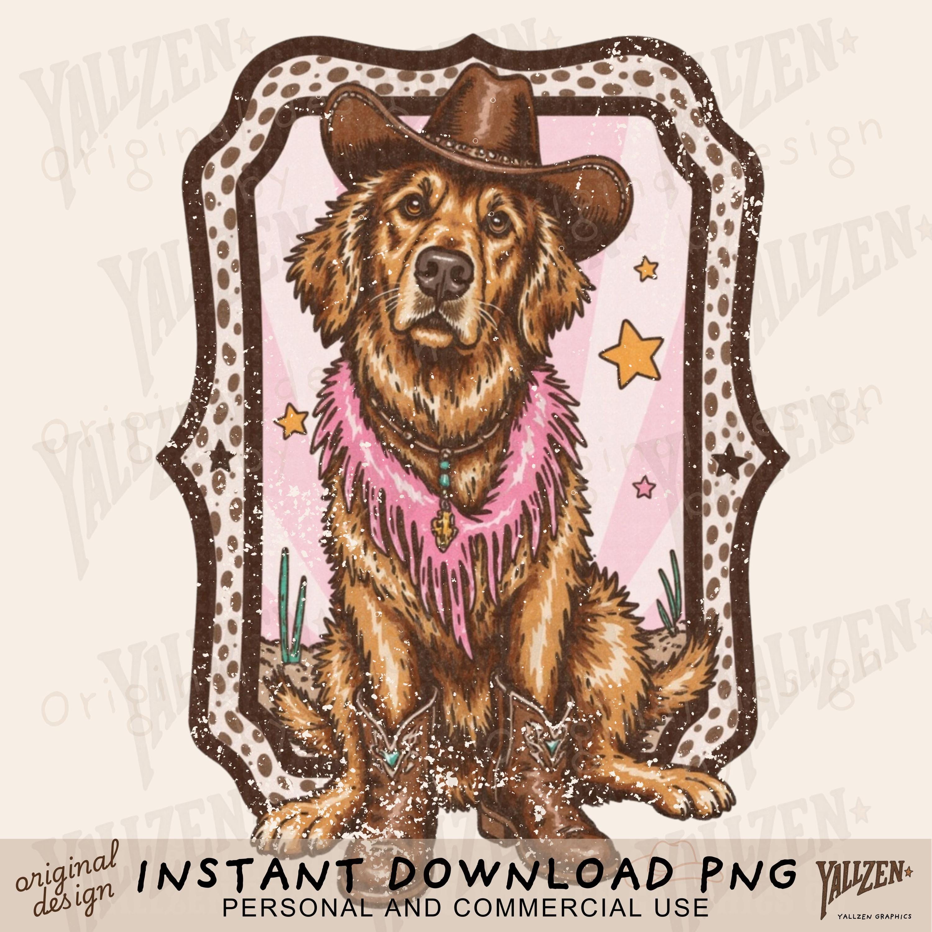 Cowboy Dog PNG – Western Golden Retriever Clipart, Funny Country Dog ...
