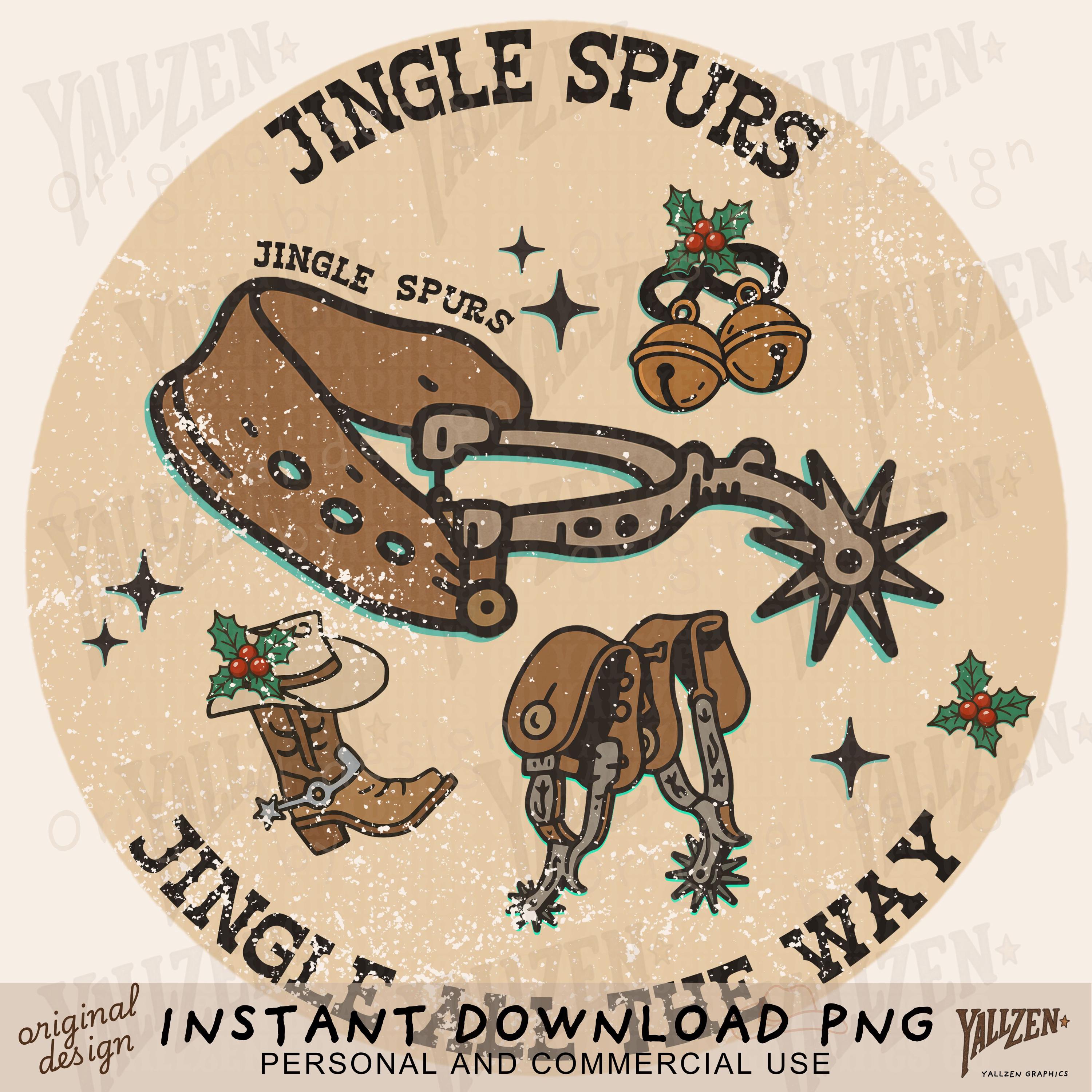 Jingle Spurs PNG | Western Christmas Cowboy Boots & Bells | Country ...