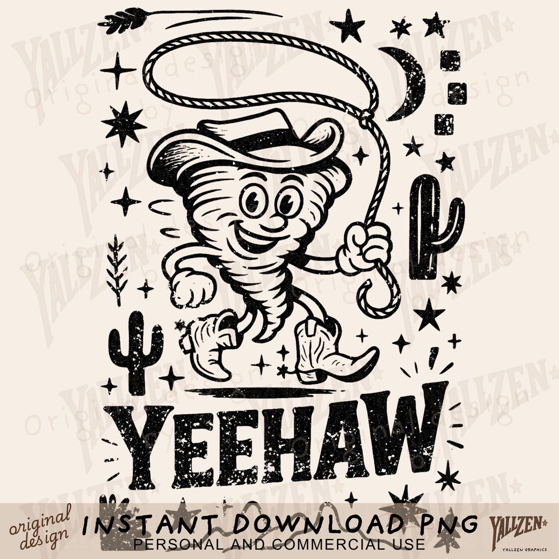 Yee Haw Tornado Clipart, Western Twister Digital Download, Cowboy ...