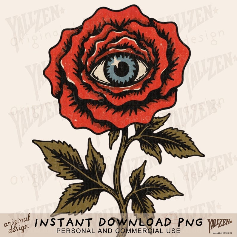 Eye Rose PNG Clipart, Traditional Tattoo Style Sublimation, Mystical ...
