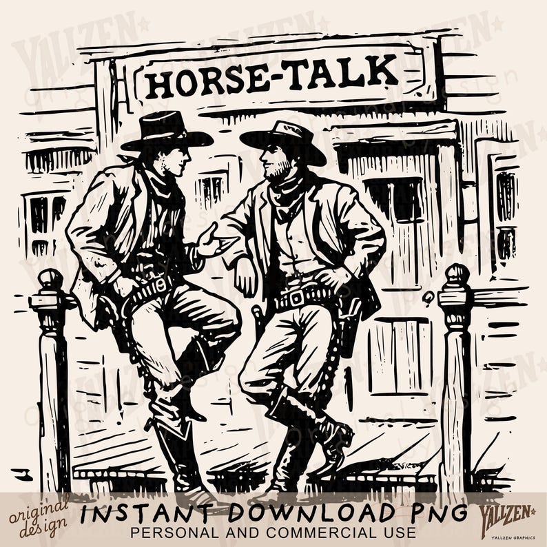 2 Funny Vintage Cowboy PNG, Western Saloon Digital Art, Rustic Wild ...