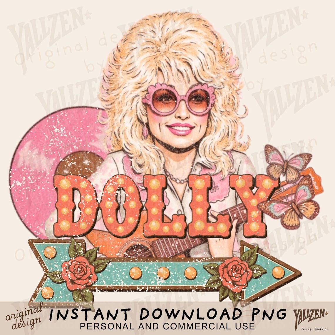 Dolly PNG | Pink Country Music Clipart | Vintage Cowgirl Sublimation ...