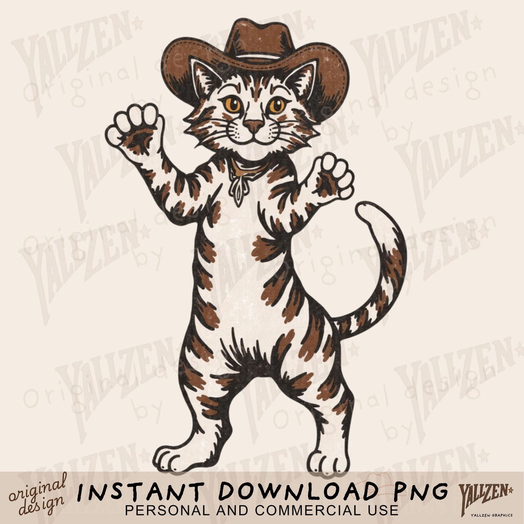 Cowboy Cat PNG Clipart | Western Funny Cat Sublimation | Cute Country ...